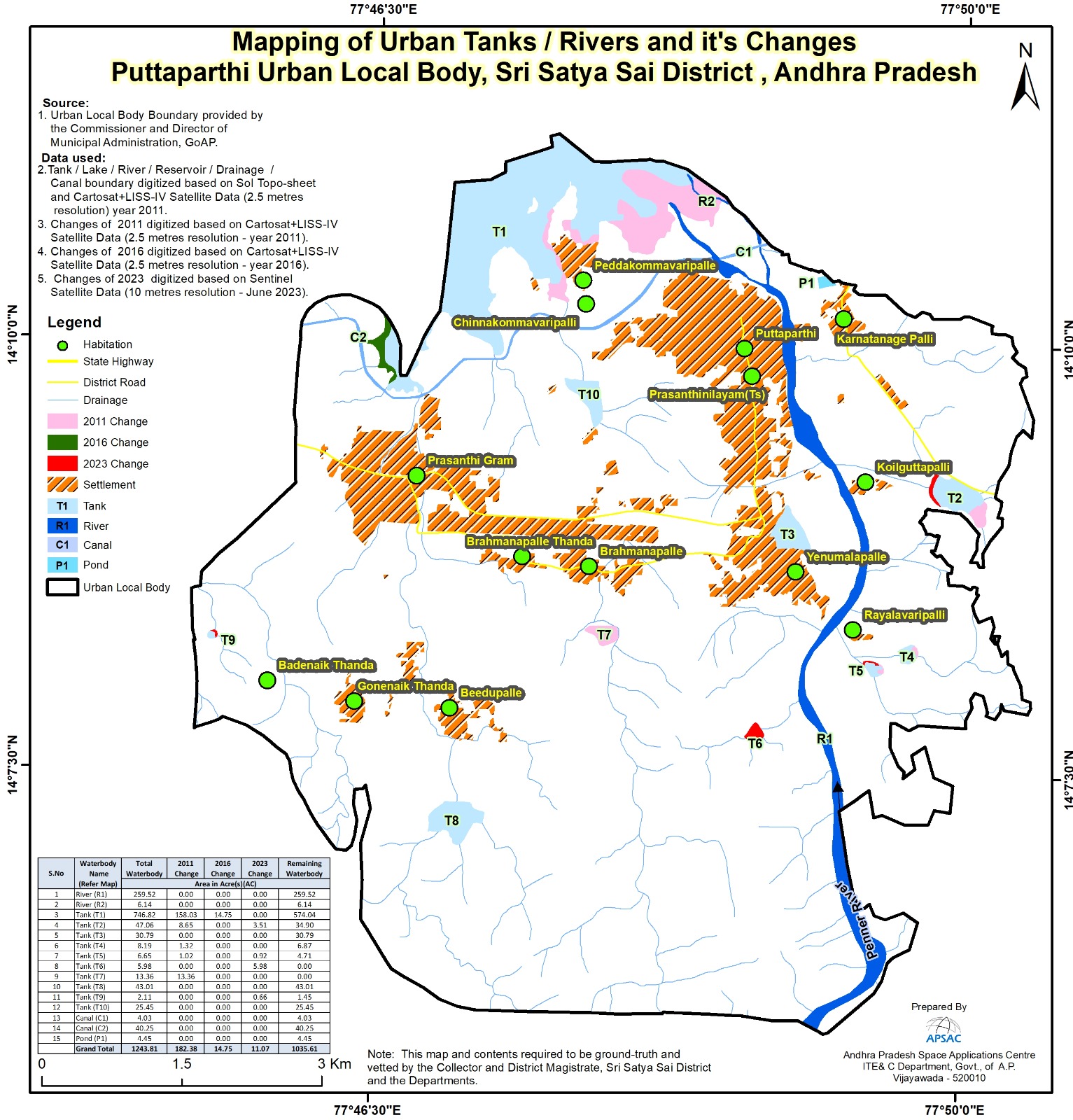 Mapping of Urban Tanks or Rivers changes – Andhra Pradesh Space ...